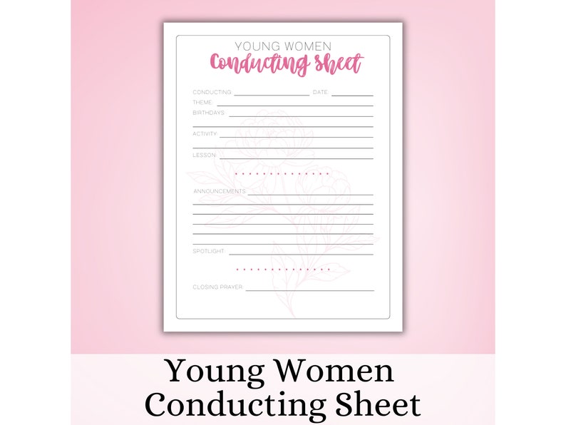 Young Women Conducting Sheet, Young Women Binder, Young Women ...