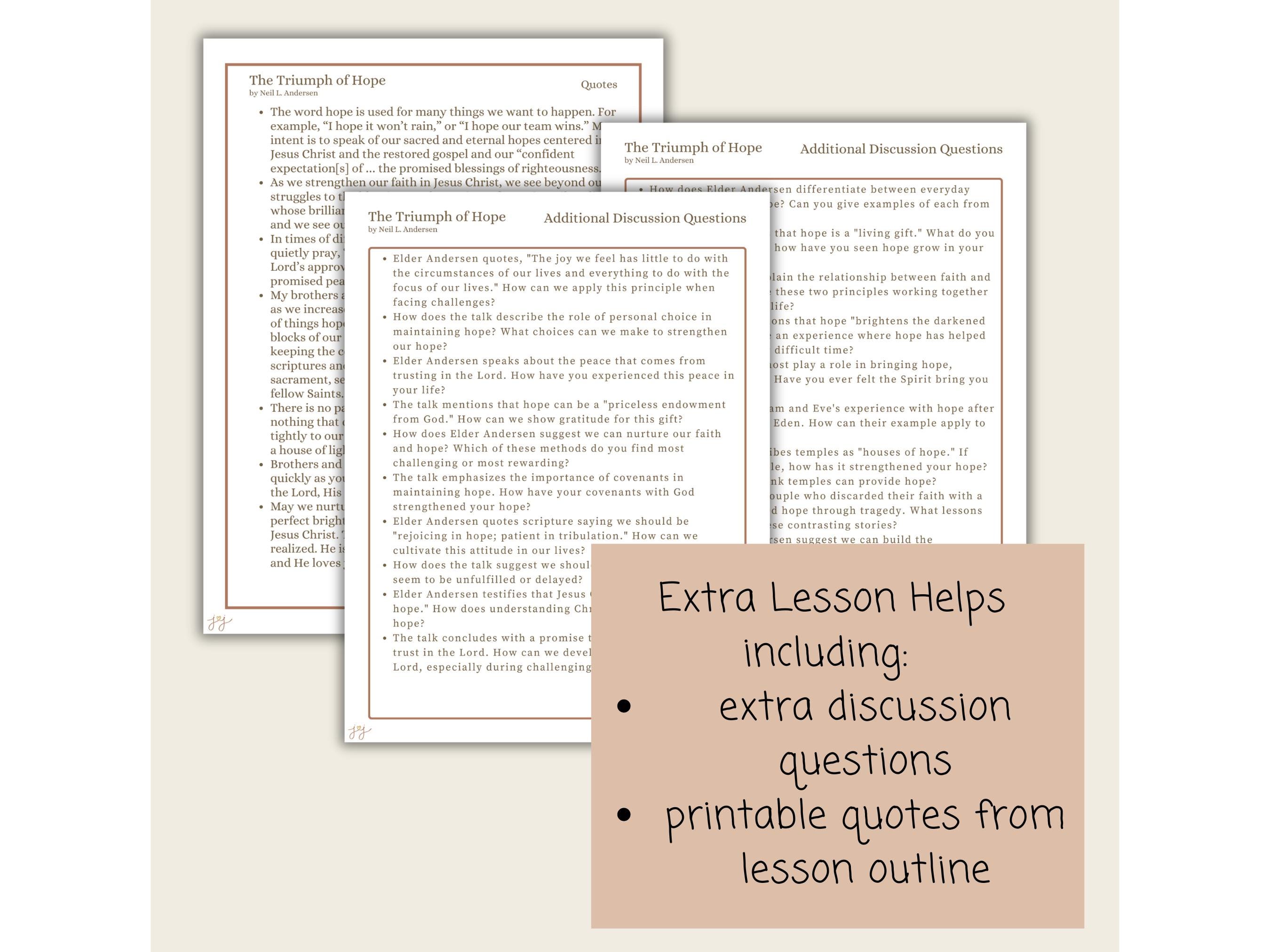 The Triumph of Hope - Neil L. Andersen, Lesson Outline, Study Guide ...