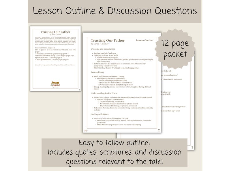 Trusting Our Father - David P. Homer, Lesson Outline, Study Guide ...
