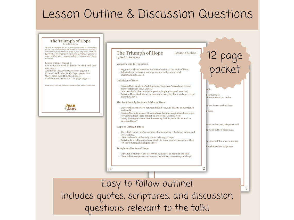 The Triumph of Hope - Neil L. Andersen, Lesson Outline, Study Guide ...