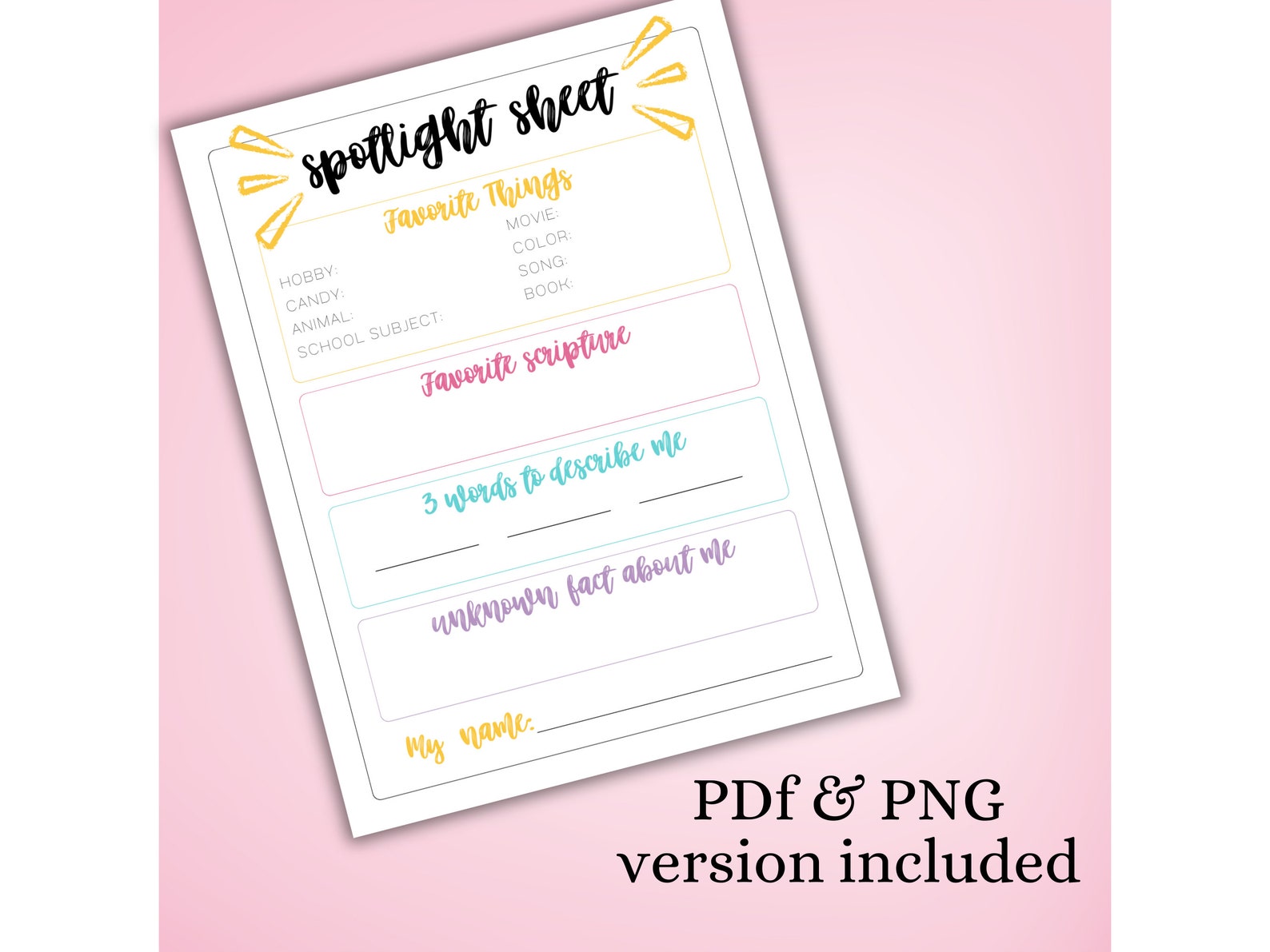 Young Women Spotlight Sheet, Young Women Binder, Young Women Presidency ...