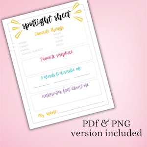 Young Women Spotlight Sheet, Young Women Binder, Young Women Presidency ...