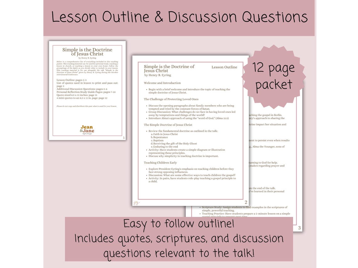 Simple is the Doctrine of Jesus Christ - Henry B. Eyring, Lesson ...
