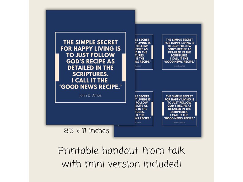 The Good News Recipe - John D. Amos, Lesson Outline, Study Guide ...