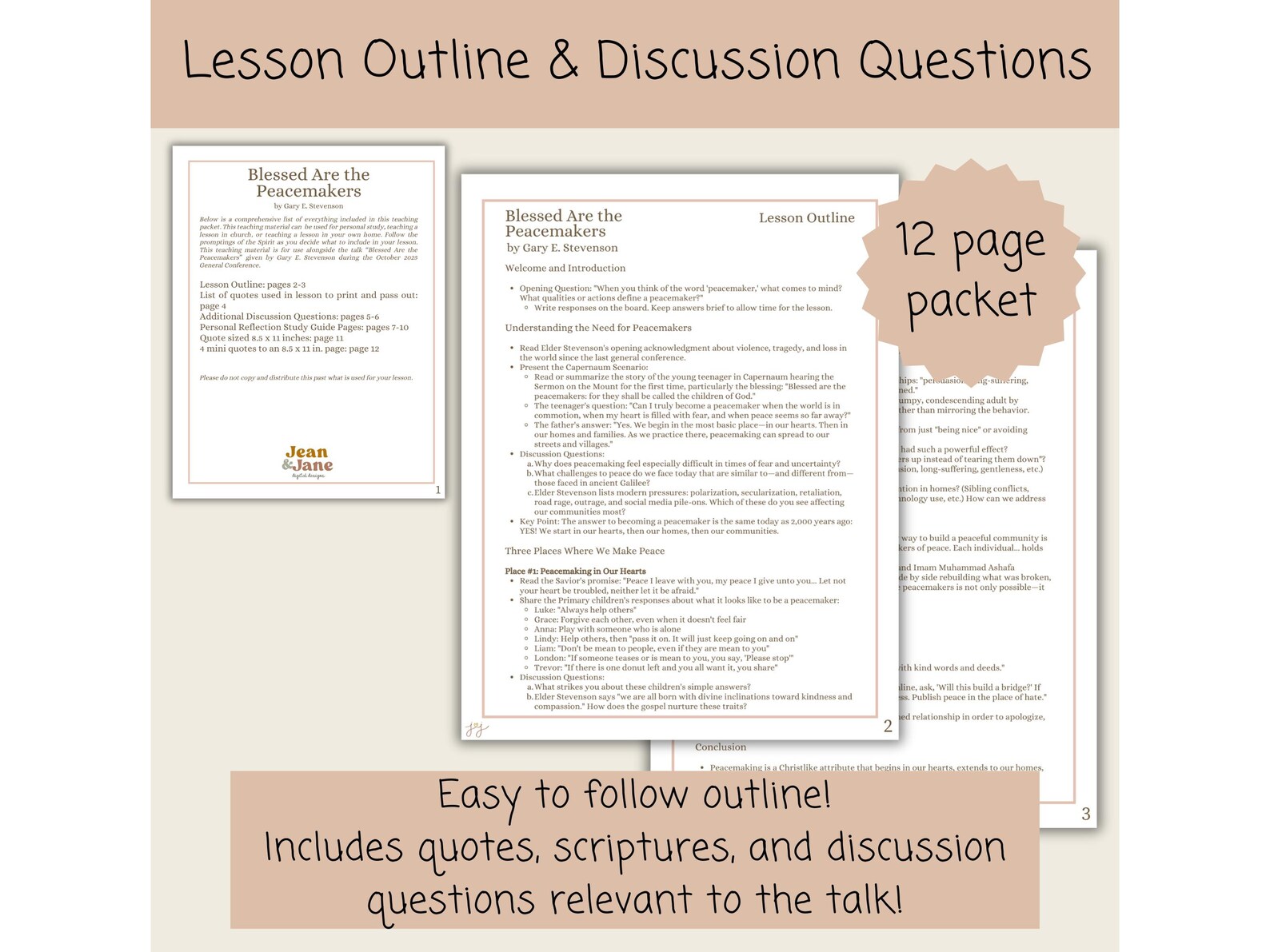 Blessed Are the Peacemakers - Gary E. Stevenson, Lesson Outline, Study ...