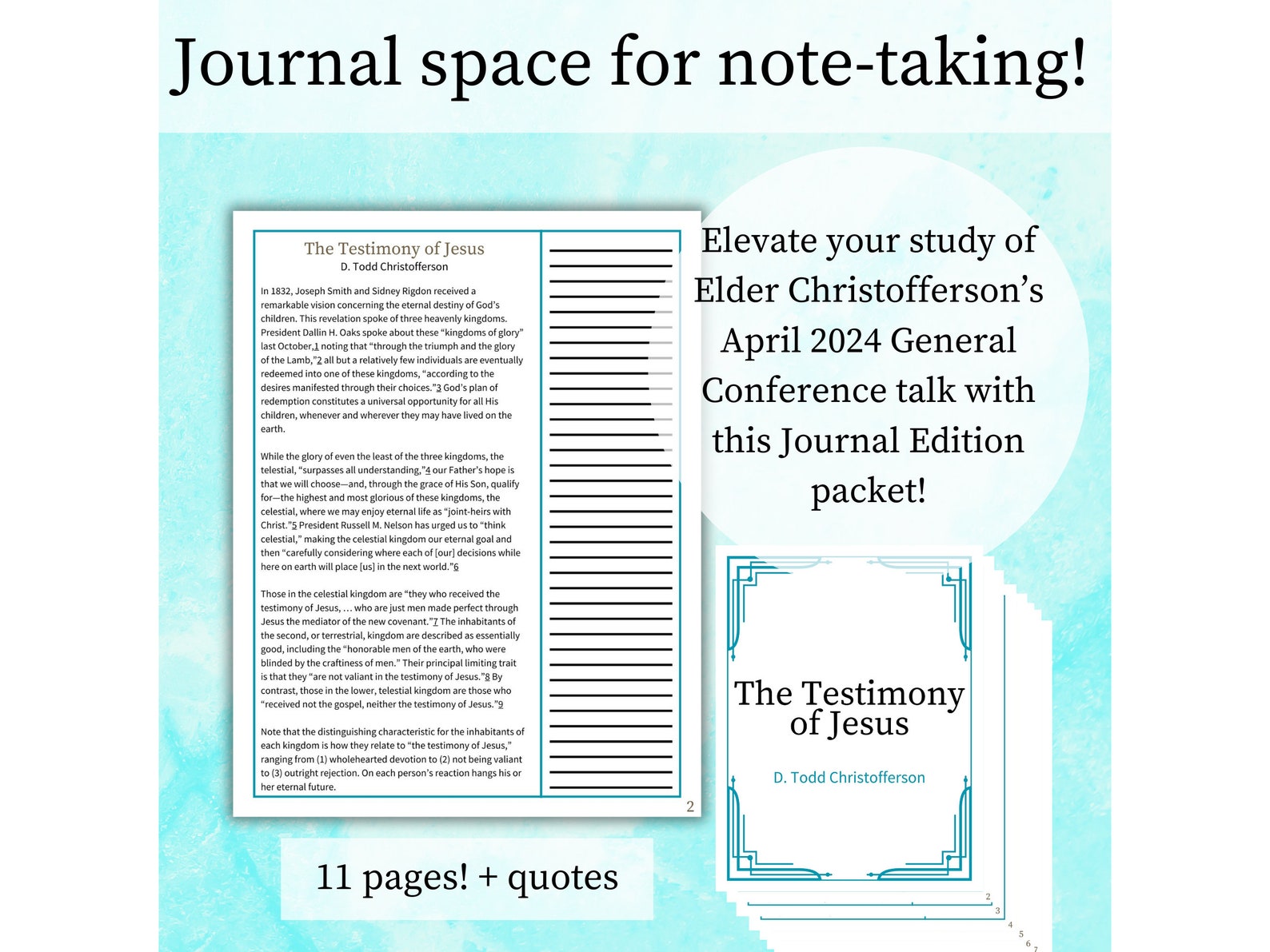The Testimony of Jesus - D. Todd Christofferson, Journal Edition Packet ...