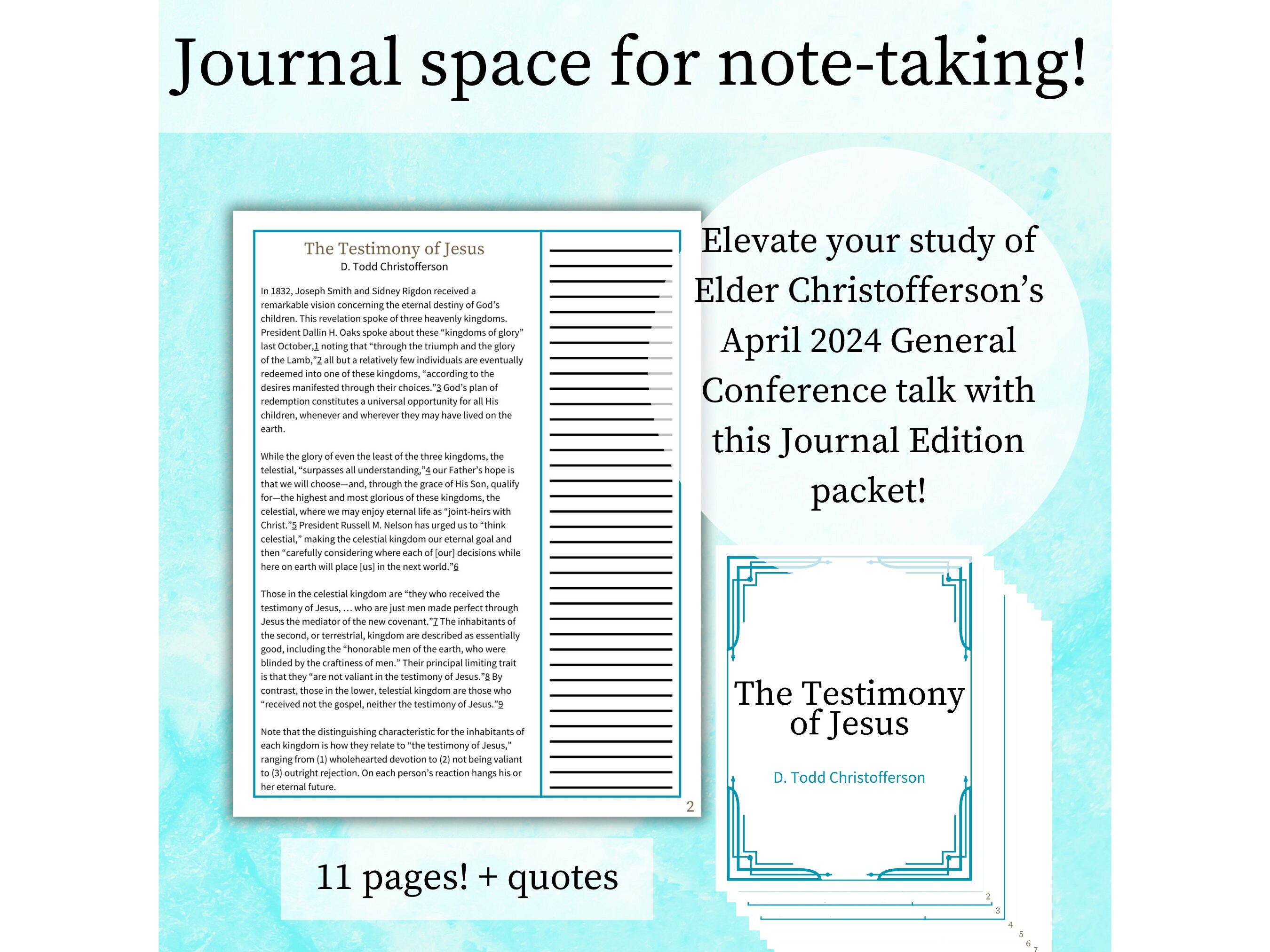 The Testimony of Jesus - D. Todd Christofferson, Journal Edition Packet ...