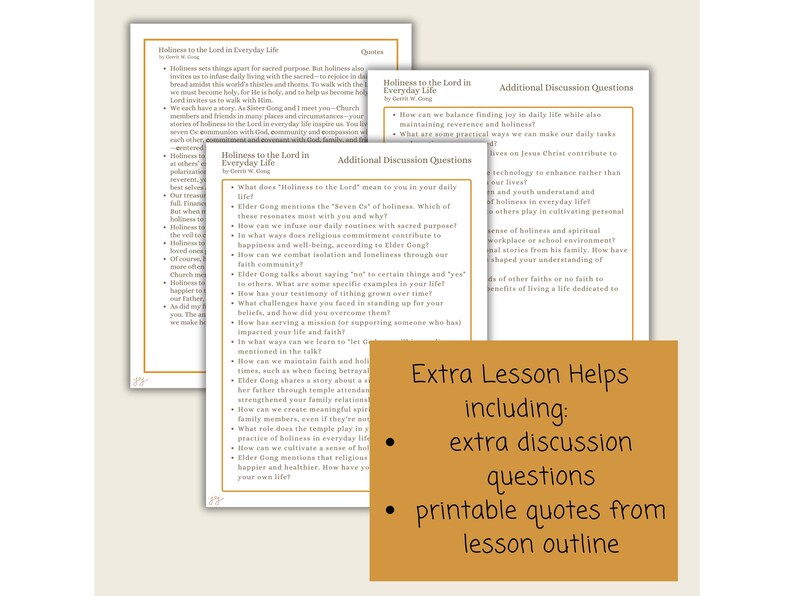 Holiness to the Lord in Everyday Life - Gerrit W. Gong, Lesson Outline ...