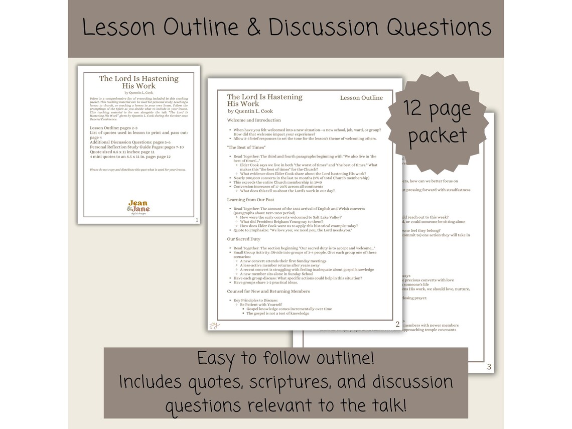 The Lord is Hastening His Work - Quentin L. Cook, Lesson Outline, Study ...