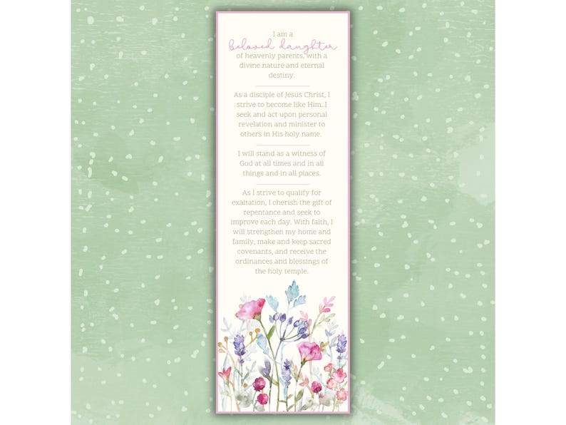 Young Women Theme Bookmark, Latter-day Saint Young Women, Printable ...