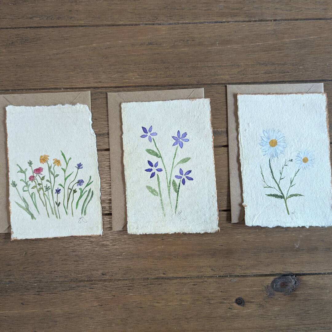 Summer Inspired Watercolor Flowers Vintage Postcards, Set of Three. - Etsy