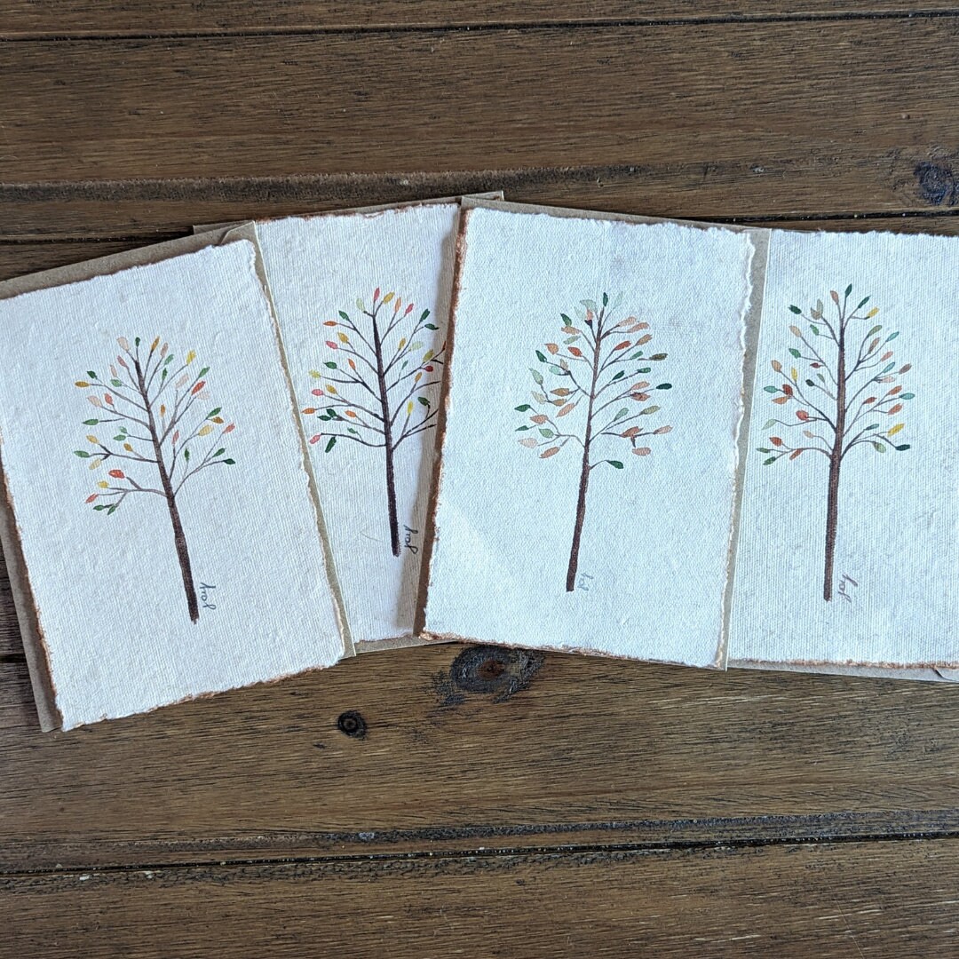 Vintage 4x6 Postcards, Fall-inspired Tree, Hand-painted Watercolor, Set ...