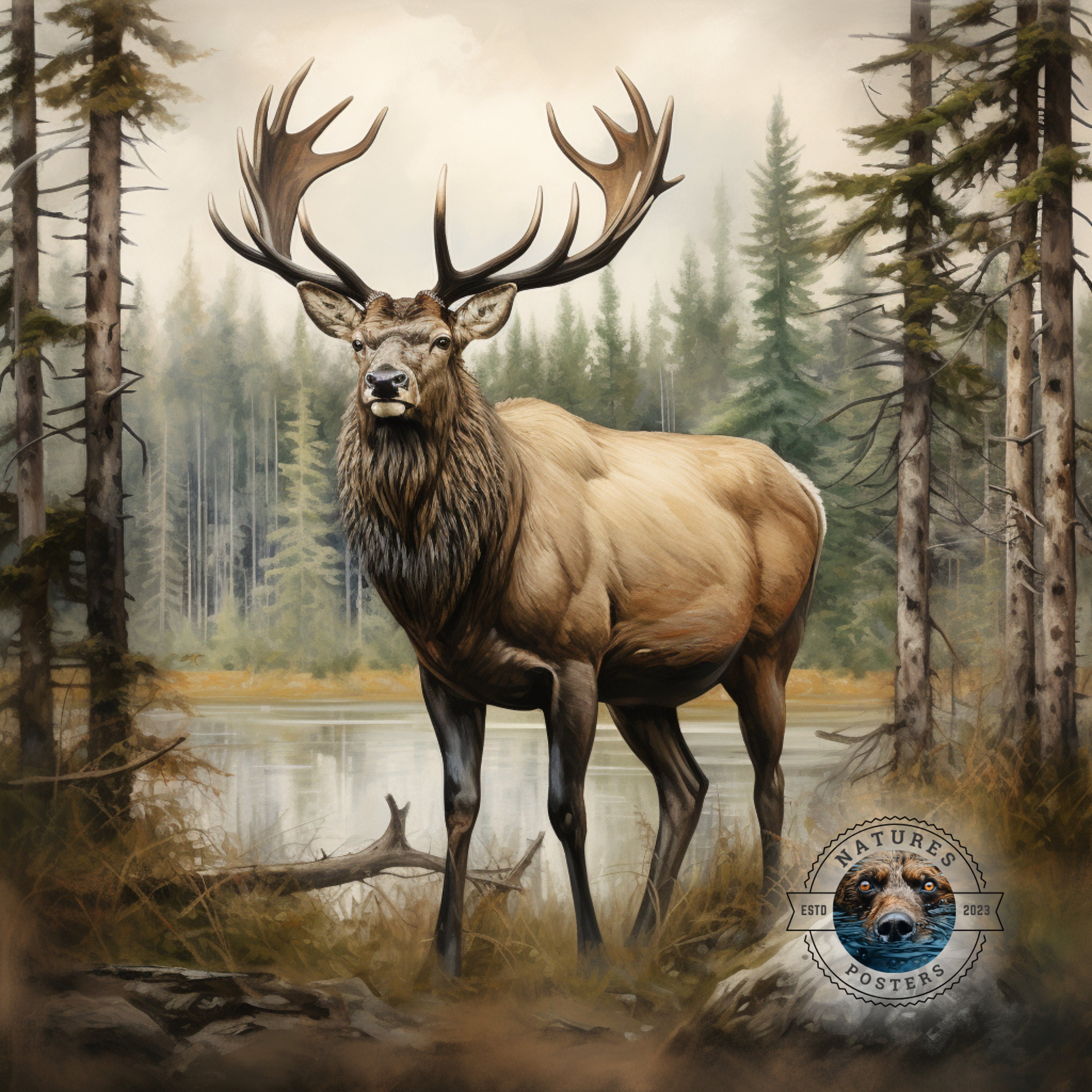 Beautiful Elk Nature Poster - Digital Download - Printable - Wall Home ...
