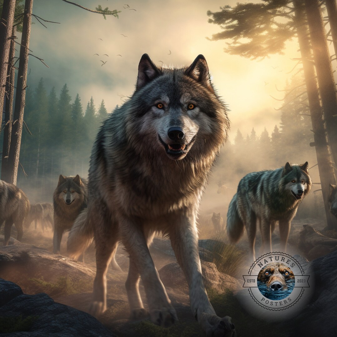Majestic Wolf Pack Poster: Realistic Nature Scene (digital Download) - Etsy