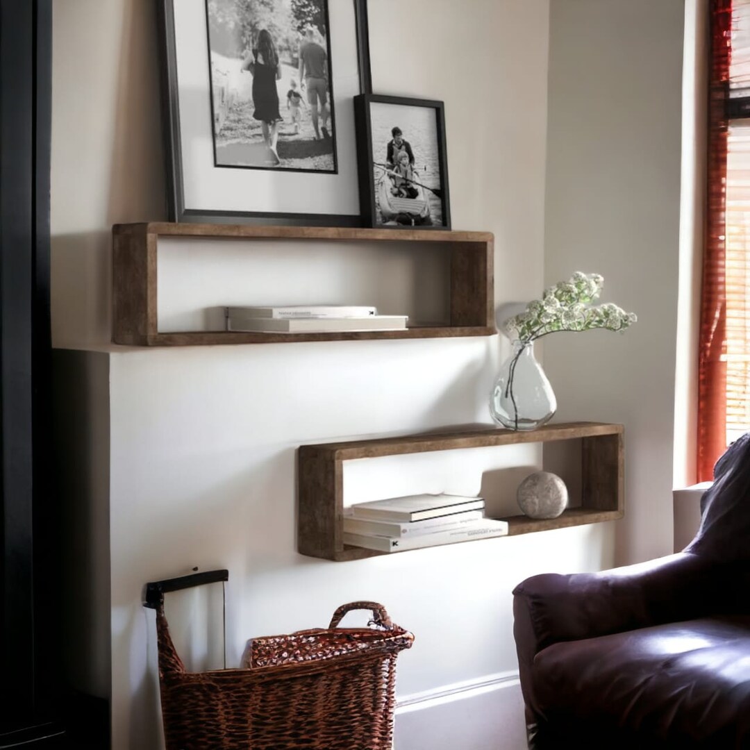 Wooden Wall Shelf Rustic Wood Shelving Modern Wall Mounted Shelf ...