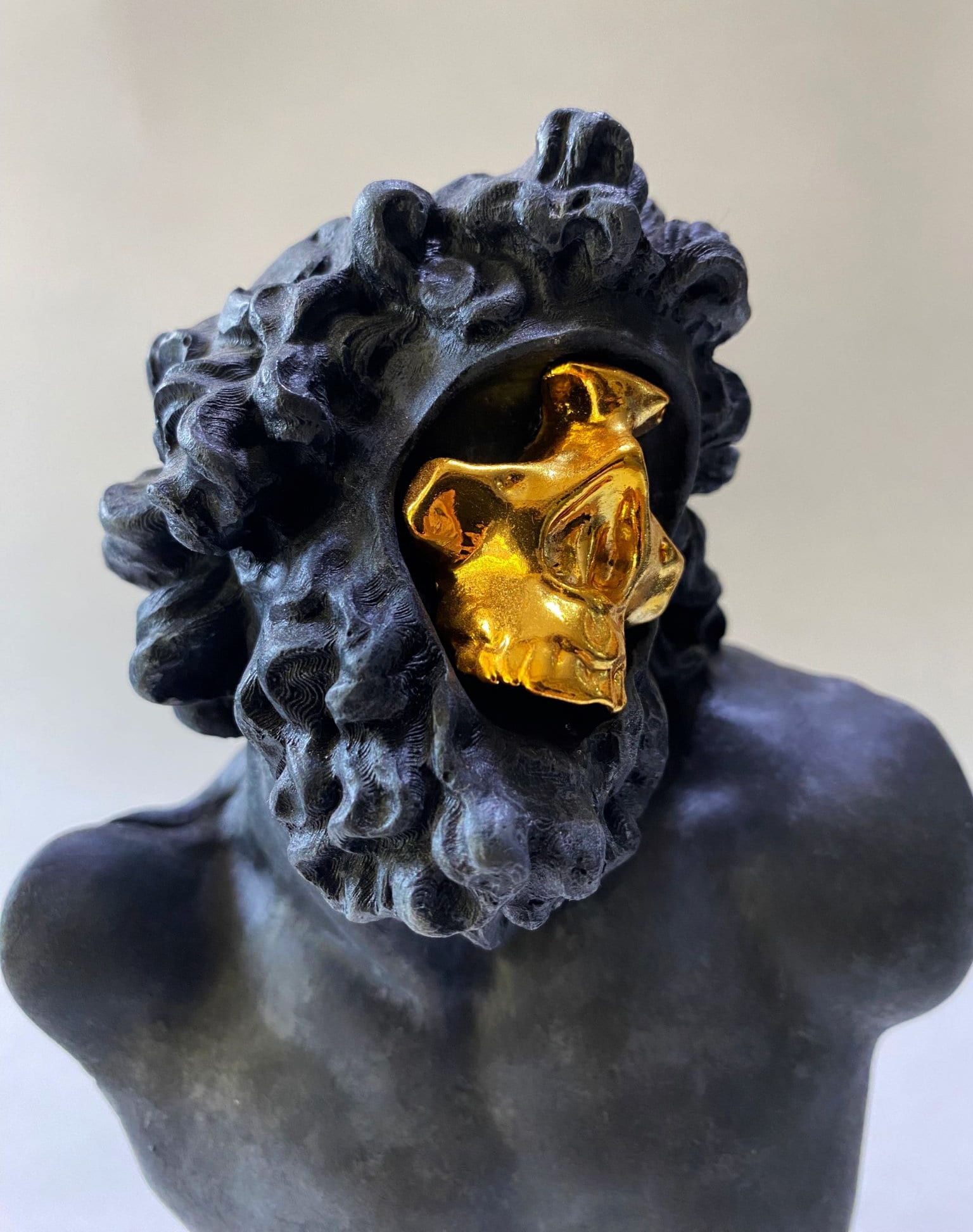 Gold Skull Bust, Skull Sculpture, Greek Skull Statue, Gold Chrome Skull ...