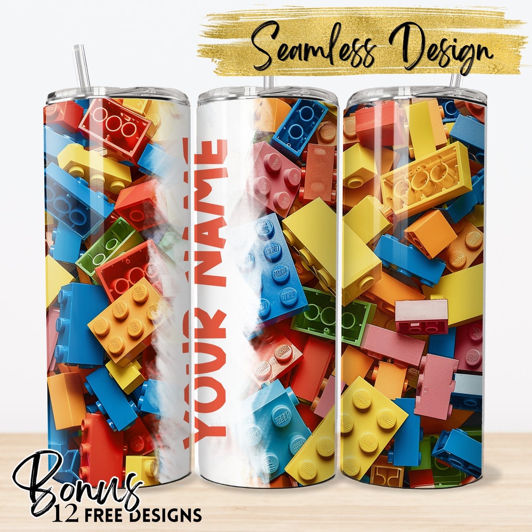 Building Blocks Tumbler Wrap, Personalized PNG Designs, Bricks, Tumbler ...