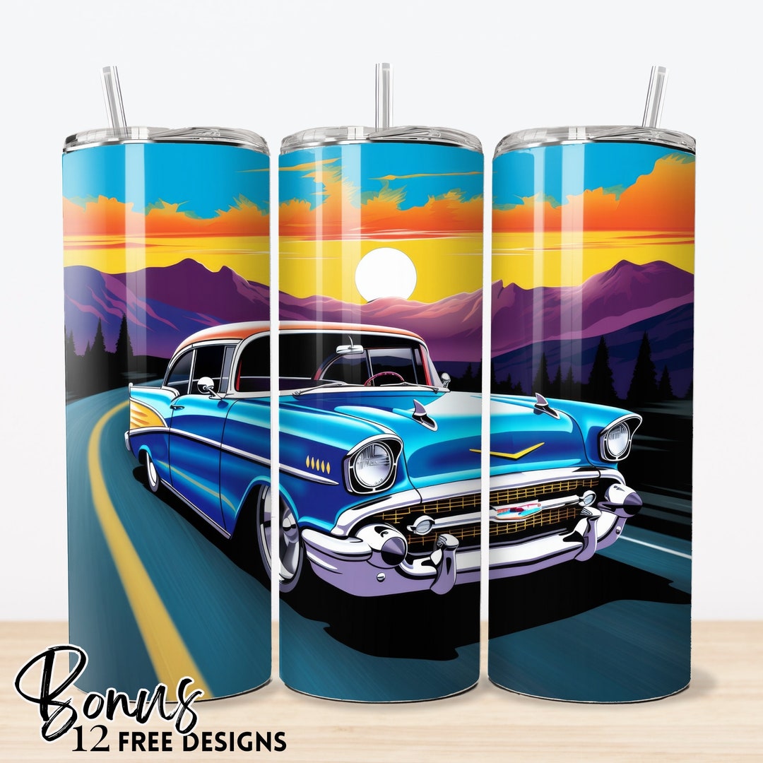 Classic Car Tumbler Wrap, Car PNG Designs, Tumbler Sublimation Designs ...