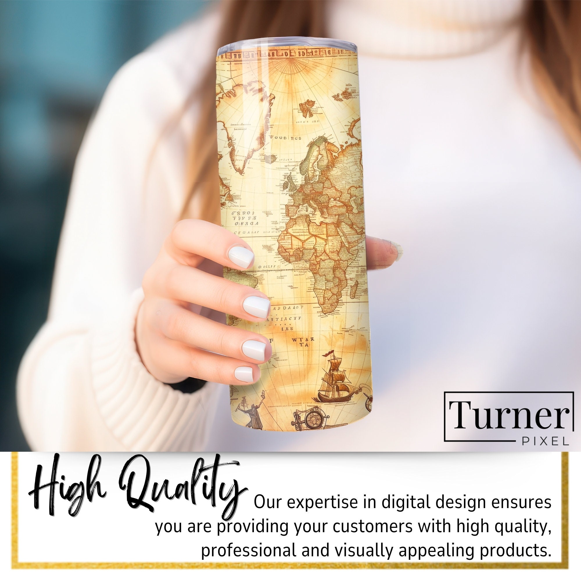 Antique Map Tumbler Wrap, Map PNG Designs, Tumbler Sublimation Designs ...