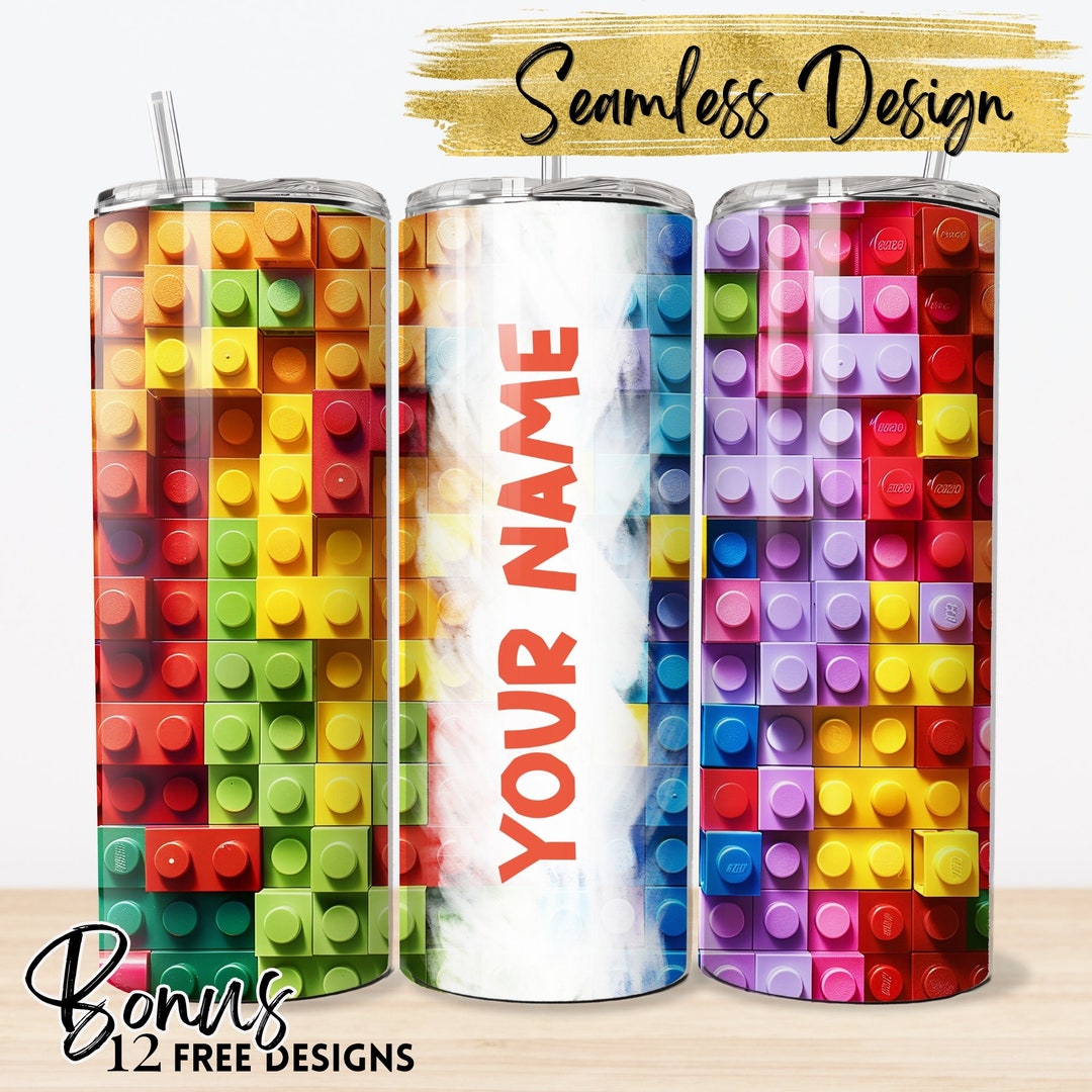 Building Blocks Tumbler Wrap, Personalized PNG Designs, Bricks, Tumbler ...