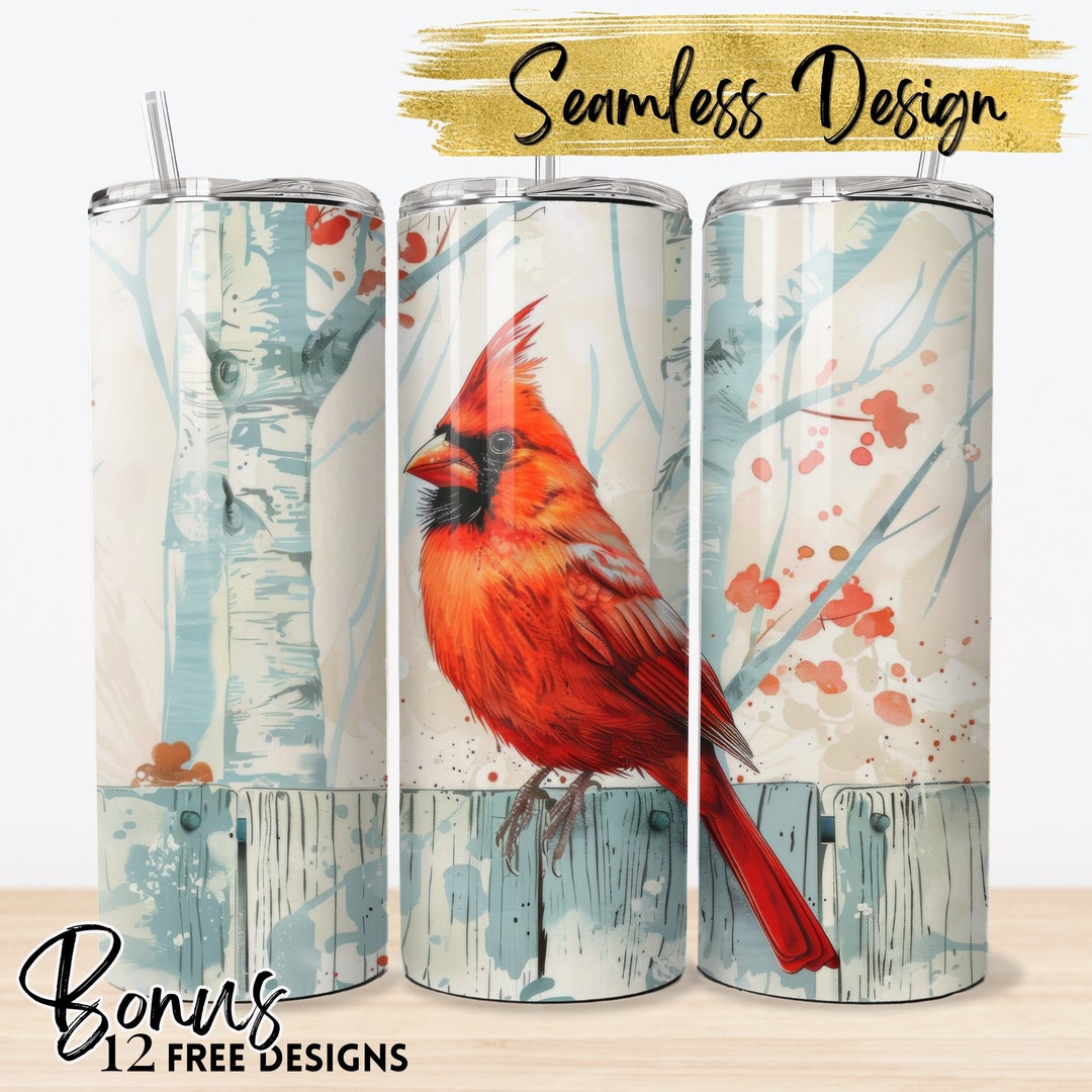 Cardinal Tumbler Wrap, Bird PNG Designs, Tumbler Sublimation Designs ...