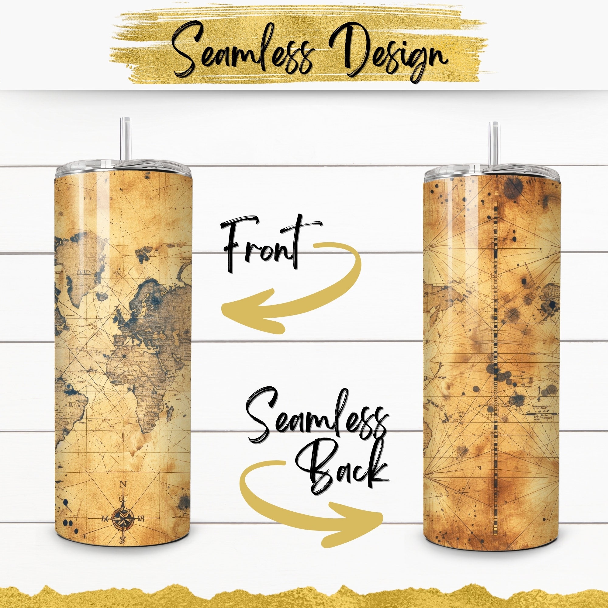 Antique Map Tumbler Wrap, Map PNG Designs, Tumbler Sublimation Designs ...