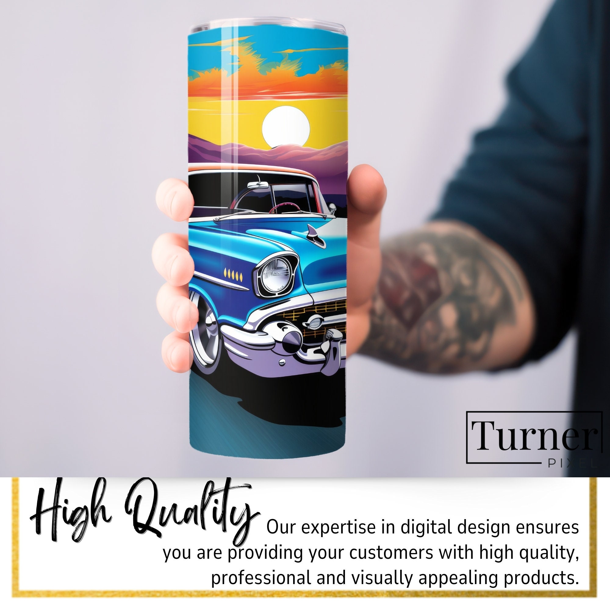 Classic Car Tumbler Wrap, Car PNG Designs, Tumbler Sublimation Designs ...