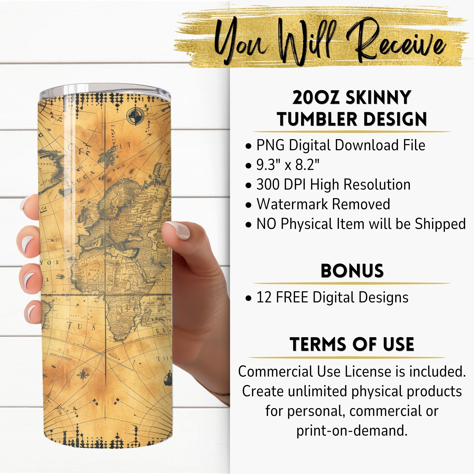 Antique Map Tumbler Wrap, Map PNG Designs, Tumbler Sublimation Designs ...