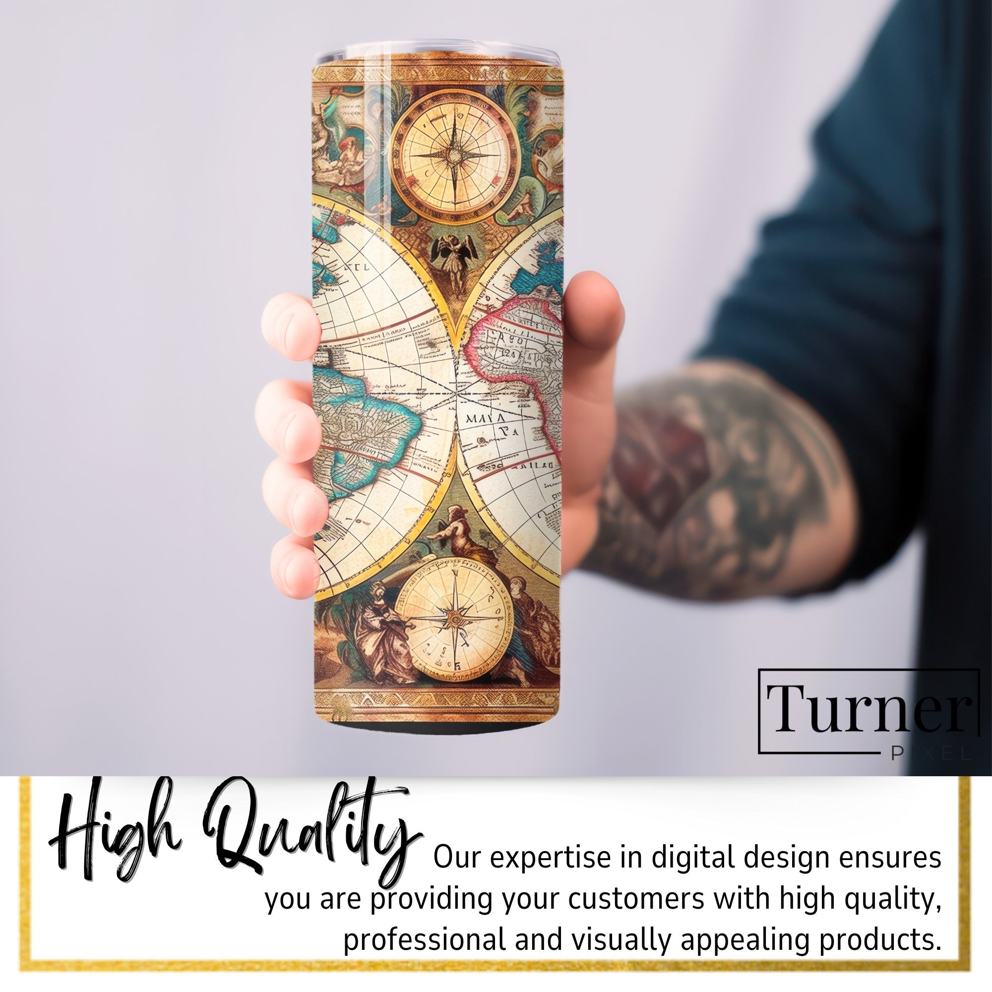 Antique Map Tumbler Wrap, Map PNG Designs, Tumbler Sublimation Designs ...