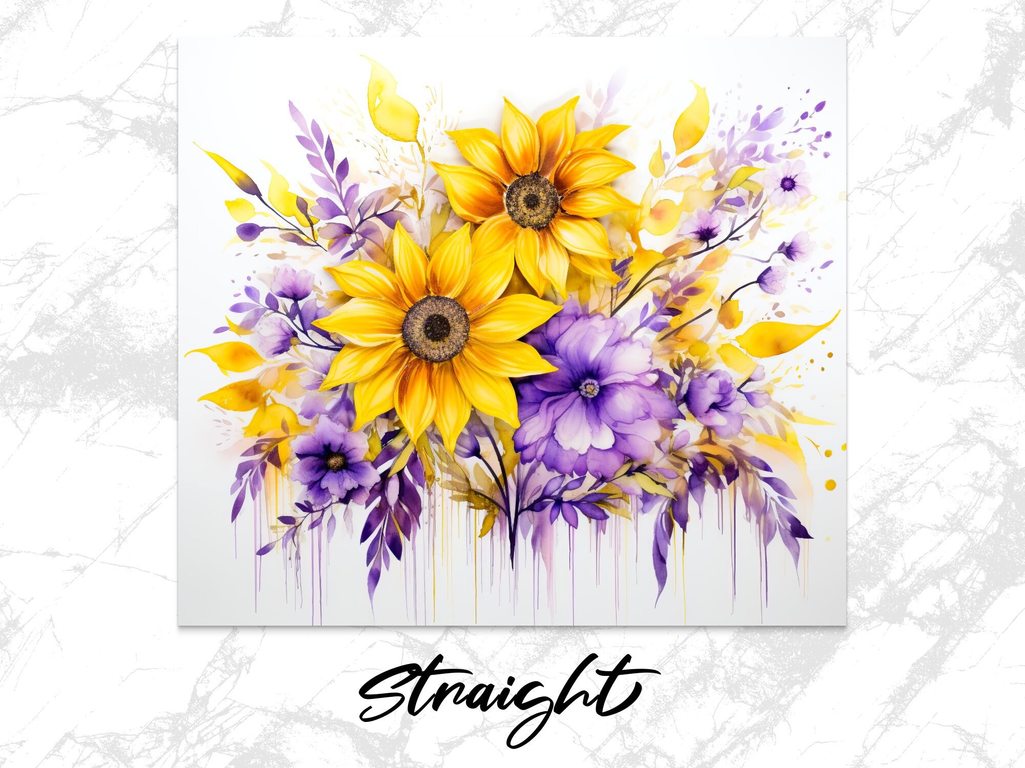Alcohol Ink Sunflowers 20 Oz Skinny Tumbler Sublimation Design ...