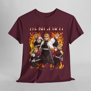 Rengoku Kimetsu No Yaiba Demon Slayer T-shirt Anime Graphic Tee Vintage ...