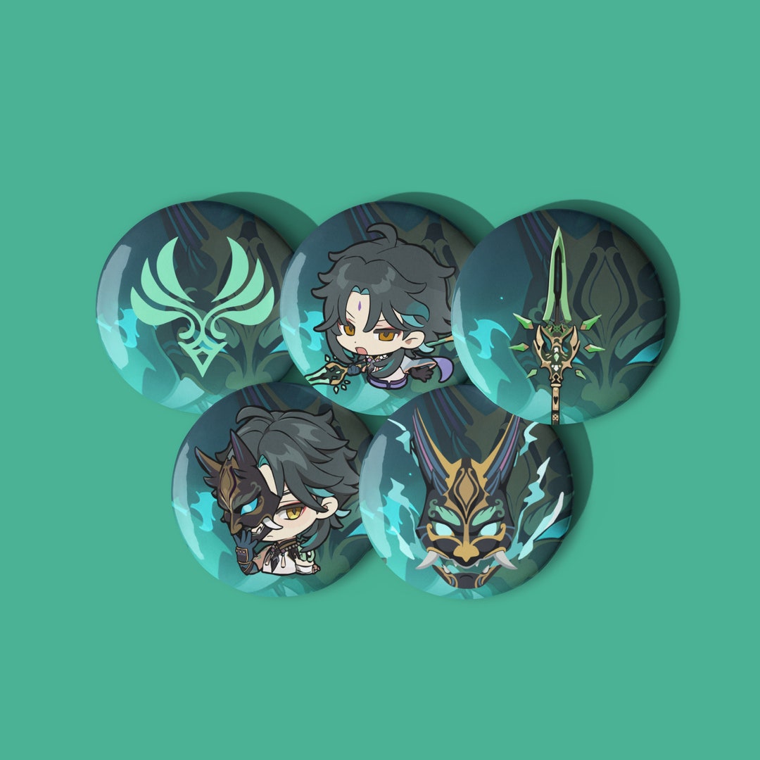 Genshin Impact Xiao Set of 5 Pin Buttons Genshin Pinback Buttons Xiao ...