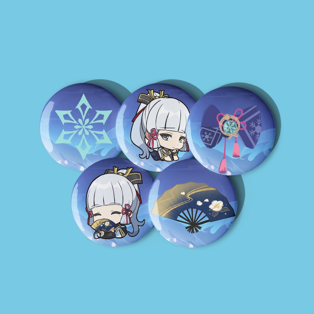 Genshin Impact Kamisato Ayaka Set of 5 Pin Buttons Genshin Pinback ...