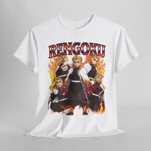 Rengoku Kimetsu No Yaiba Demon Slayer T-shirt Anime Graphic Tee Vintage ...