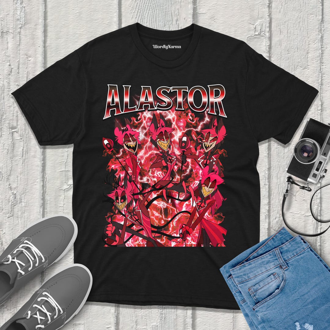 Alastor Hazbin Hotel Retro Fanmerch T-shirt Vintage Streetwear Trendy ...