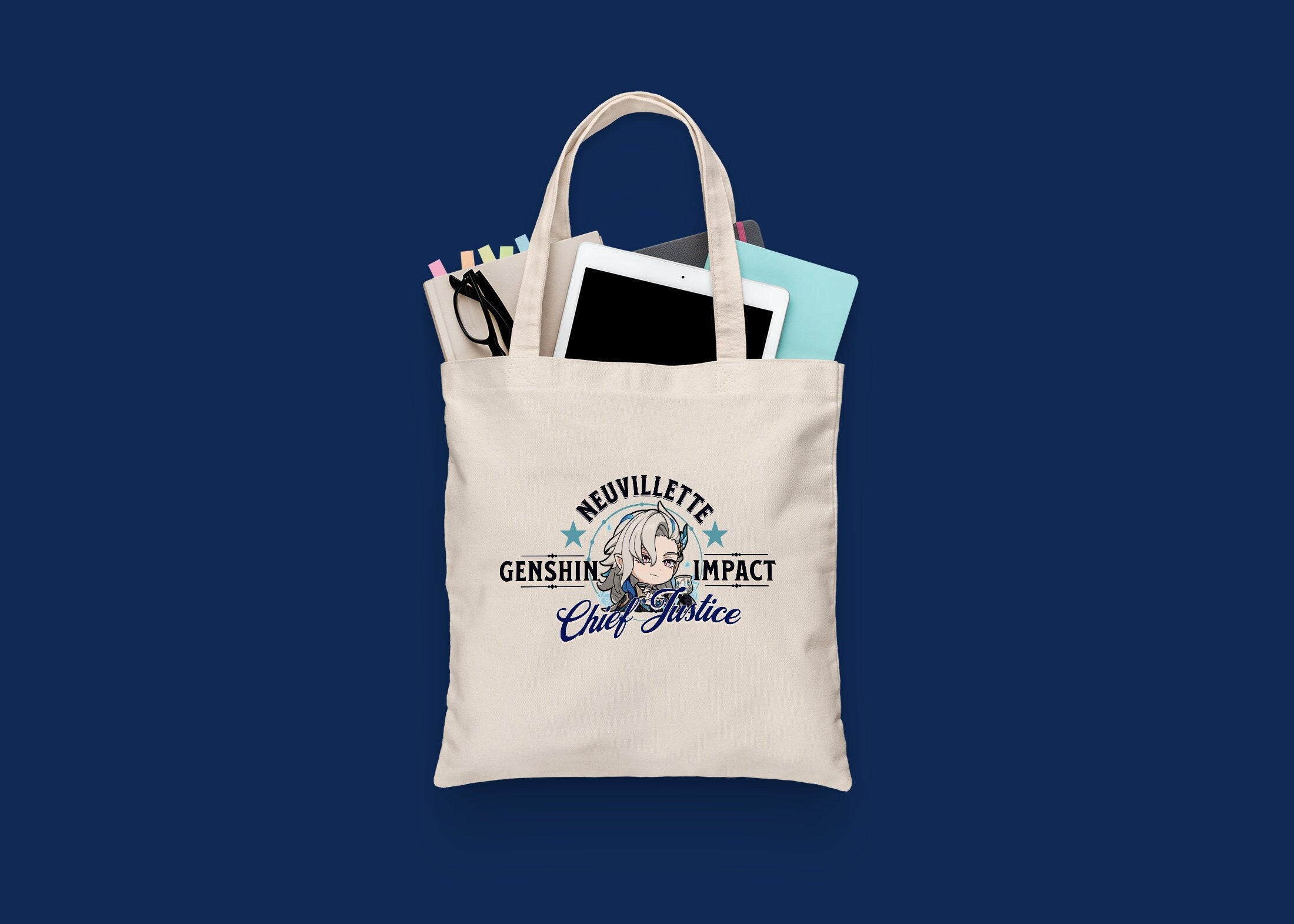 Neuvillette Design Exclusive Genshin Impact Bag Cotton Canvas Tote Bag ...