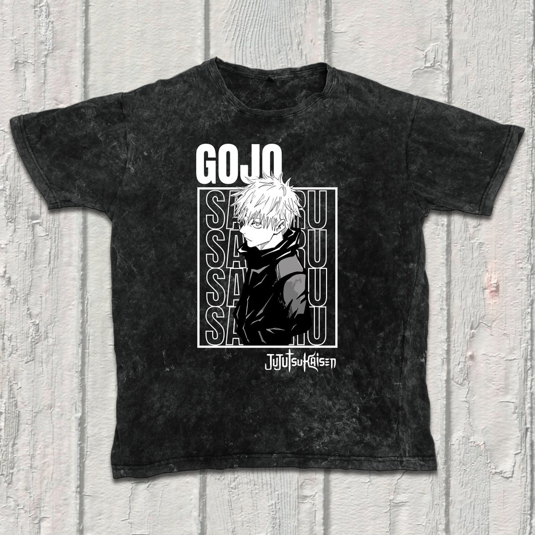 Gojo Satoru Jujutsu Kaisen Acid Wash Denim T-shirt Anime Streetwear ...
