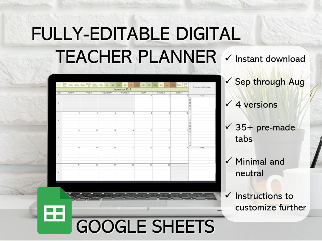 Digital Teacher Planner 2024-2025 Editable Using Google Sheets, Dated ...