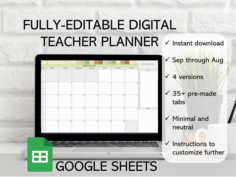 Digital Teacher Planner 2024-2025 Editable Using Google Sheets, Dated ...