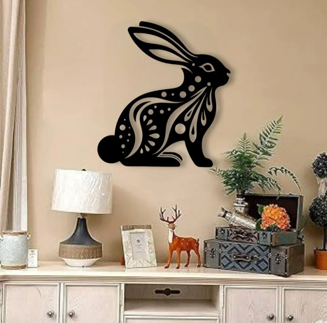 Charming Metal Bunny Hanging Wall Decor, 16 X 16, BLK - Etsy