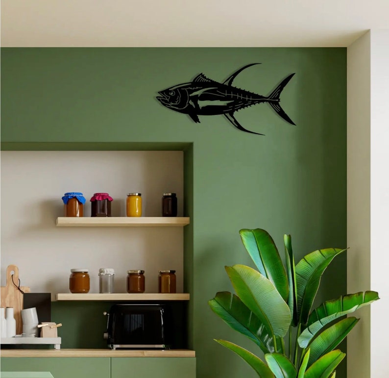 Metal Wall Hanging Yellow Fish Tuna Decor, 20 X 16, BLK - Etsy