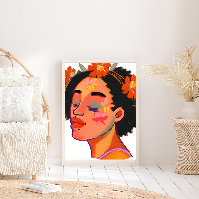 Transgender Art Portrait of Trans Woman With Flowers in Her - Etsy