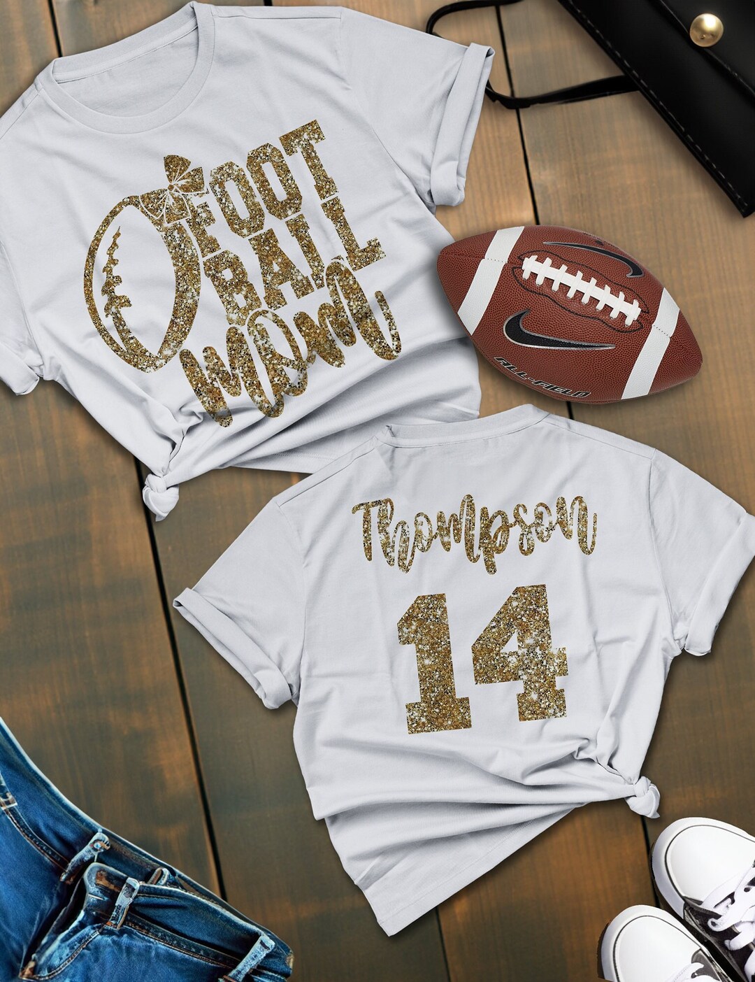 Custom Glitter Football Mom Shirt Football Mom Tshirt Glitter Football ...