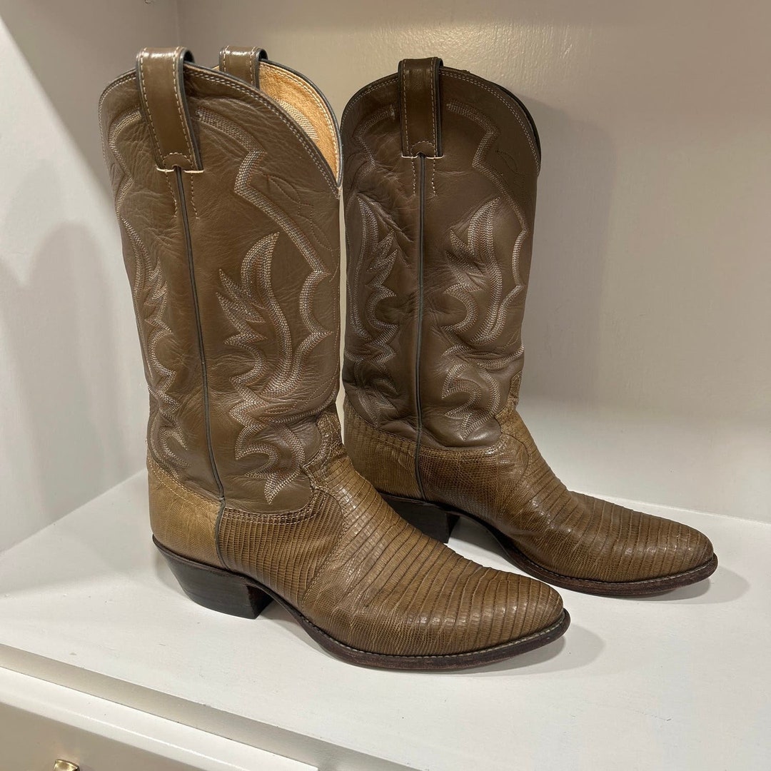 Men's Vintage Justin Lizard Skin Cowboy Boots 10D - Etsy