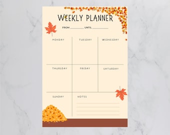 Autumn Weekly Planner, Week at a Glance, Fall Planner, Weekly Agenda ...