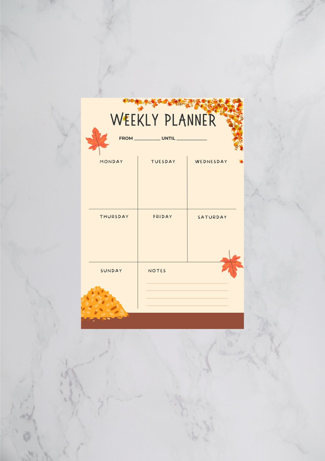 Autumn Weekly Planner, Week at a Glance, Fall Productivity Planner ...