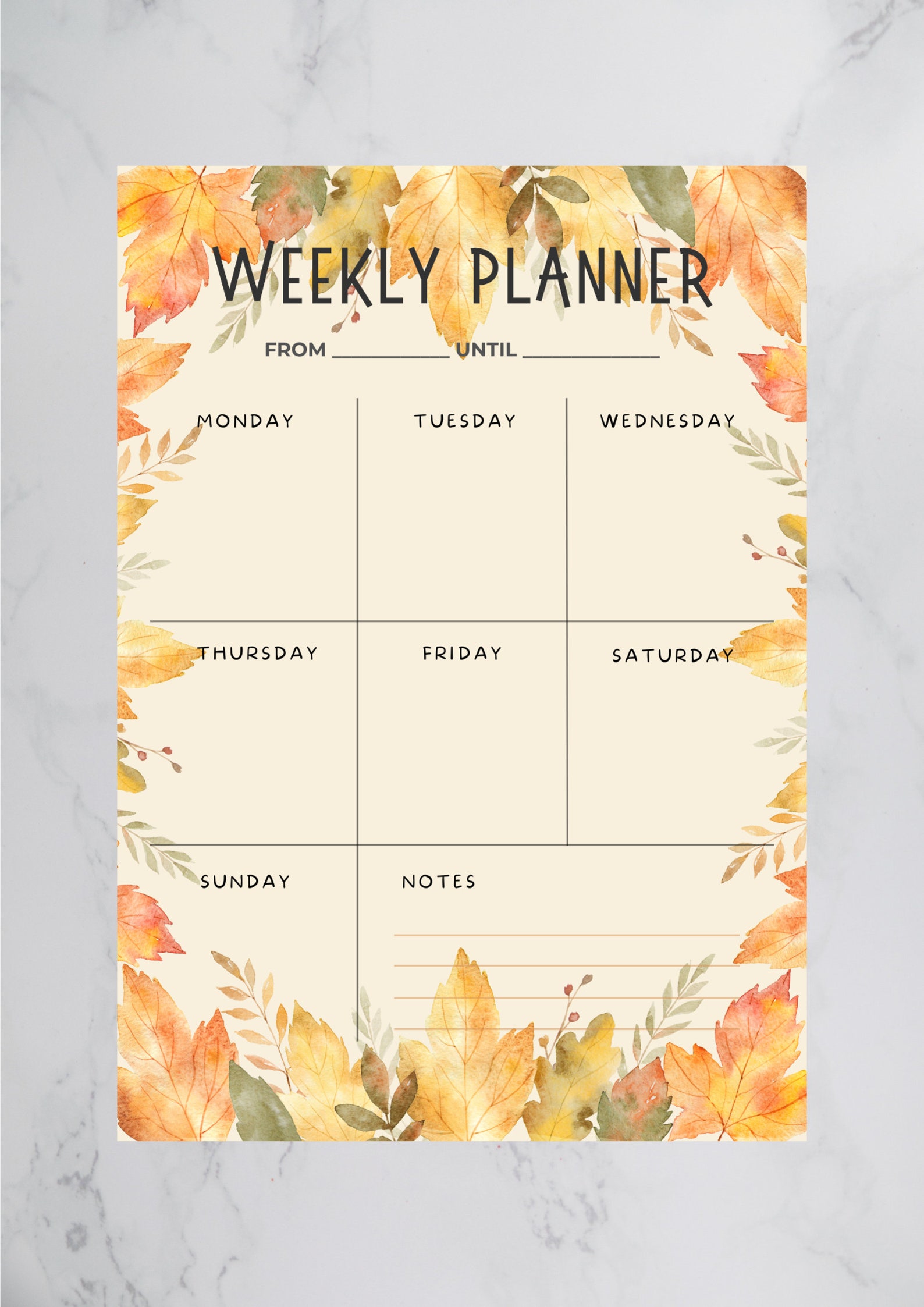 Autumn Weekly Planner, Week at a Glance, Fall Planner, Weekly Agenda ...