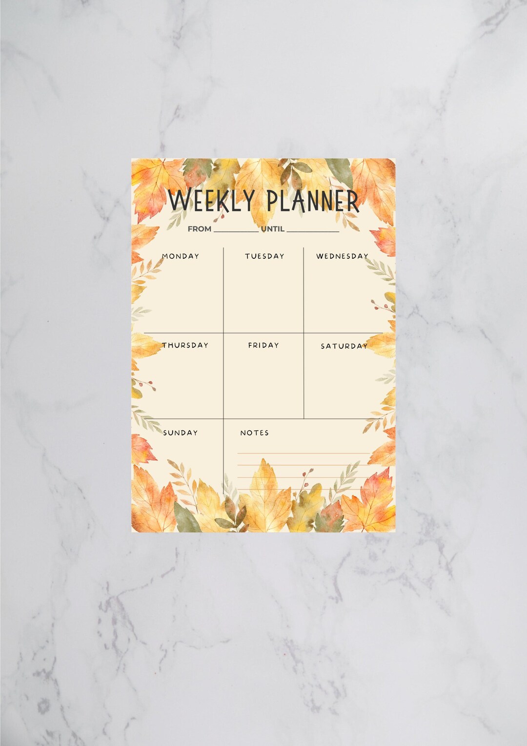 Autumn Weekly Planner, Week at a Glance, Fall Planner, Weekly Agenda ...