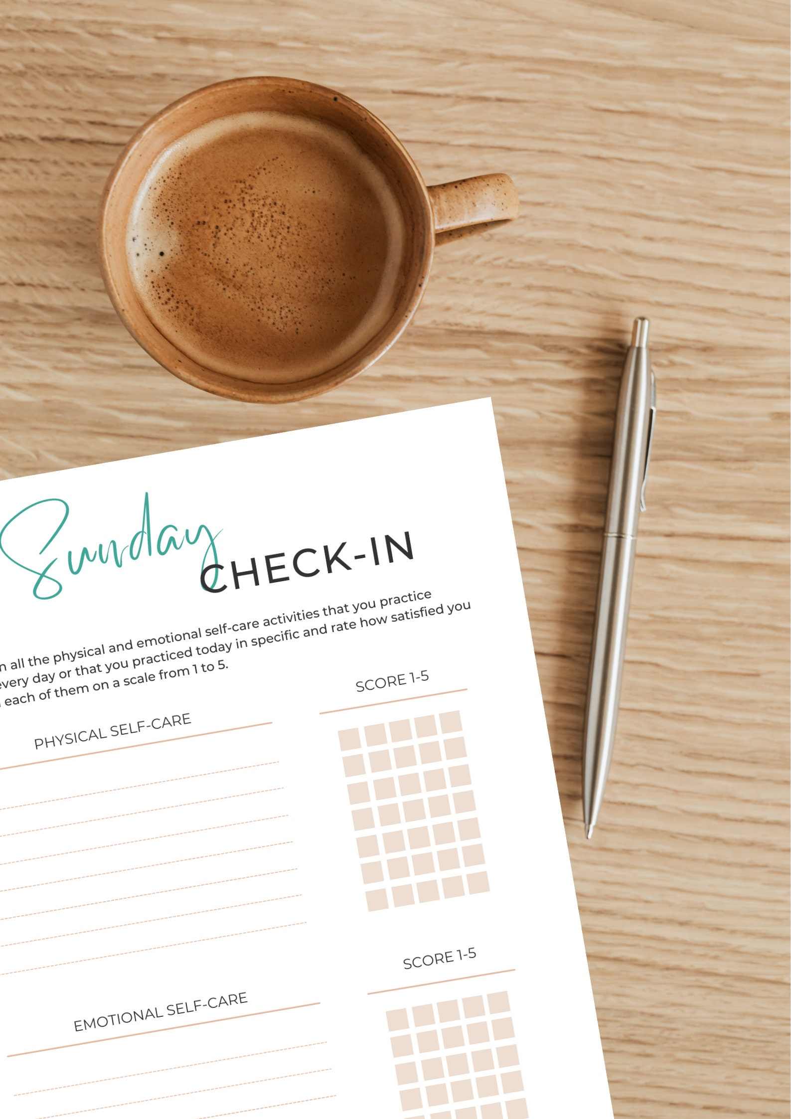 Mindful Living Daily Check-in Journal, Printable Self-care Journal ...