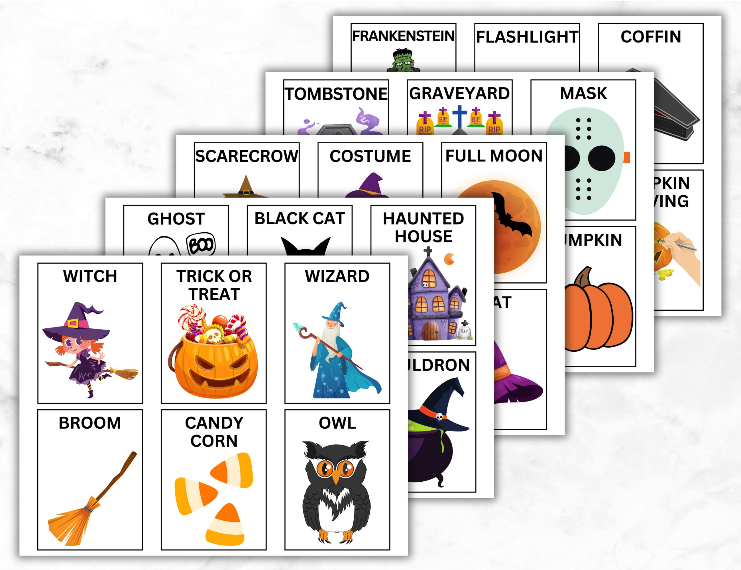 Halloween, Flashcards, Vocabulary, Spooky, Colorful, Autumn, Fall ...